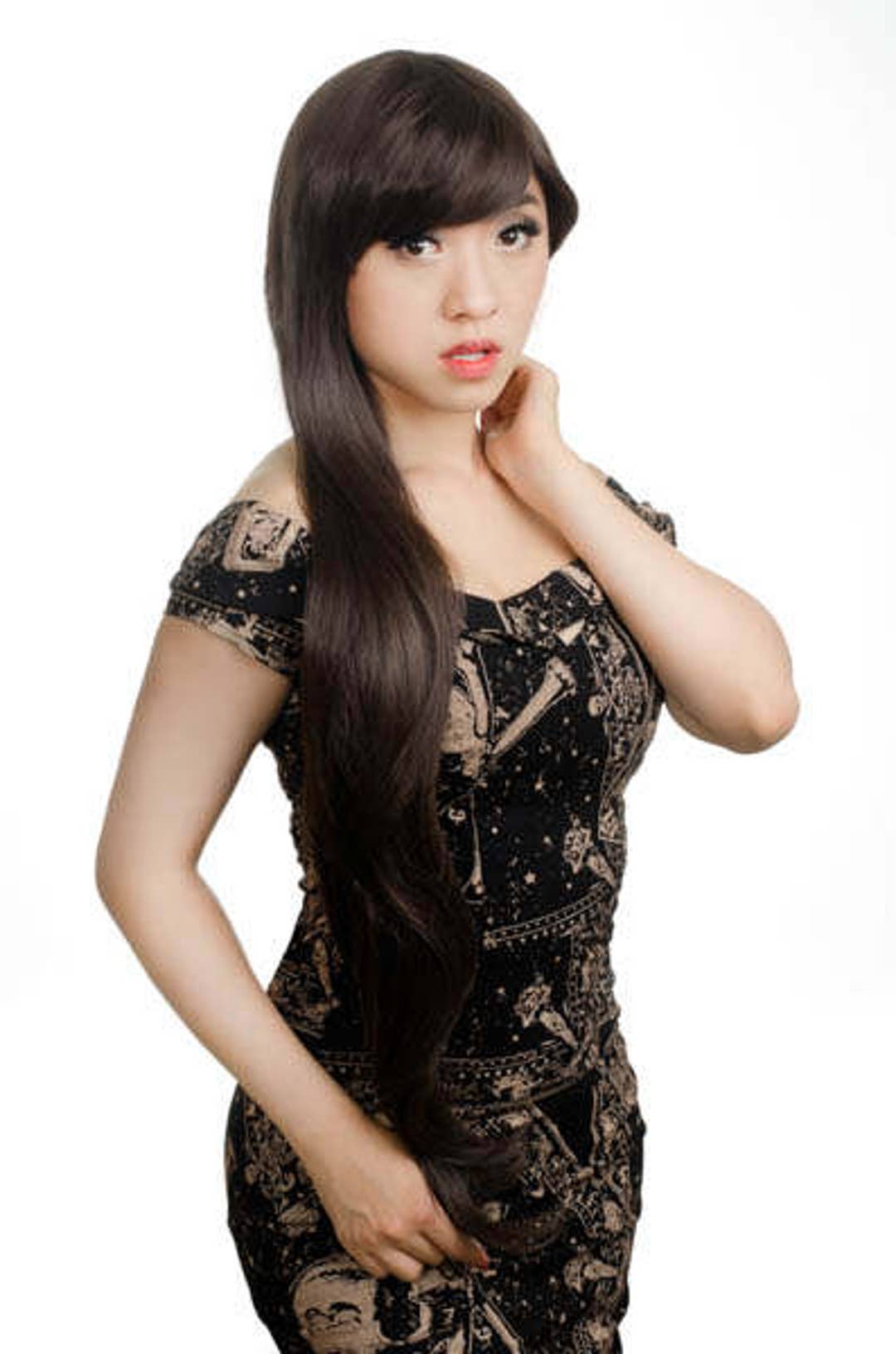 40'' Wig Long Straight Natural Cut Graceful Feminine Anime Cosplay Wig ...