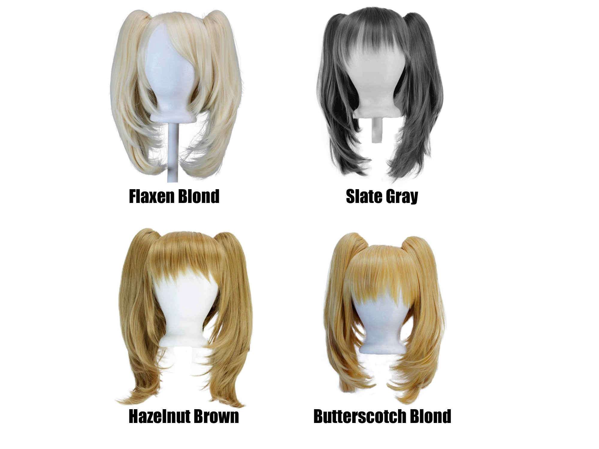 16" Straight Pig Tails + 13'' Layered Base Cosplay Lolita Wig Set ...