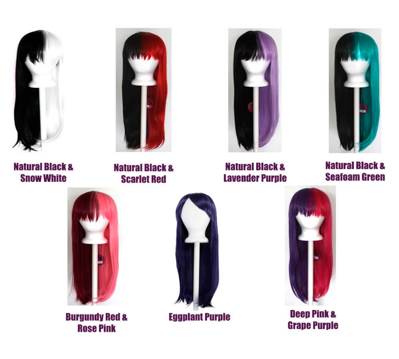 Long Straight Split Cosplay Wig W/ Short Bangs Suzu - Etsy