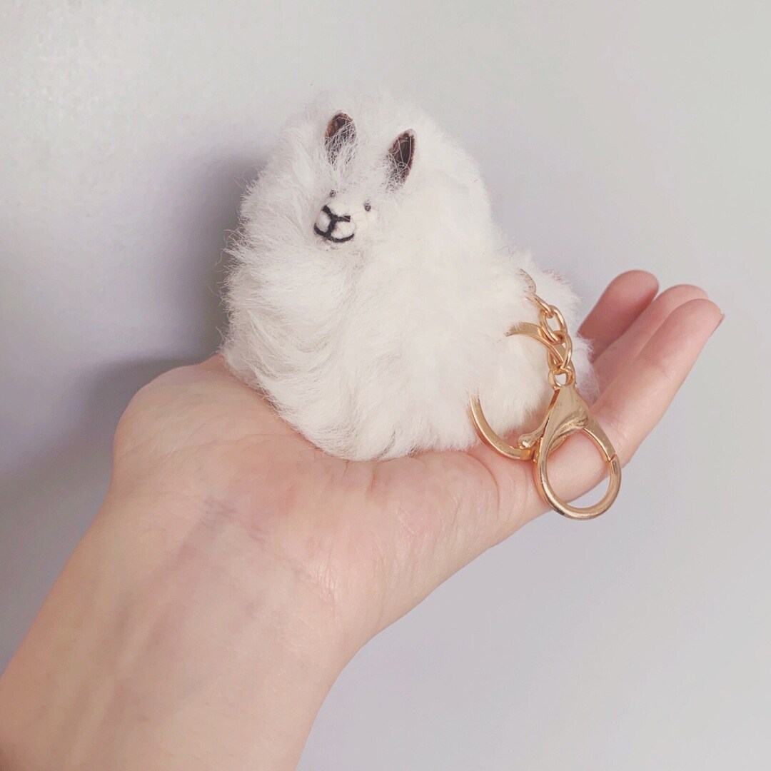 Alpaca Wool Pom Pom Keychain 3"in, Alpaca Fur Cute Key Chain, Handmade ...