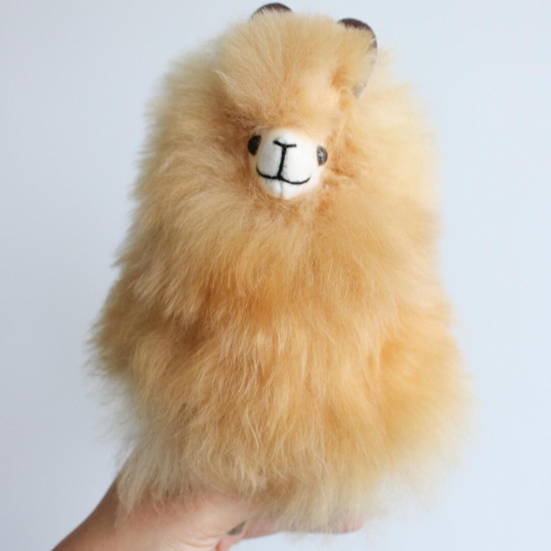 Handmade Beige Llama Plushie | Authentic Alpaca Fur Stuffed Llama ...