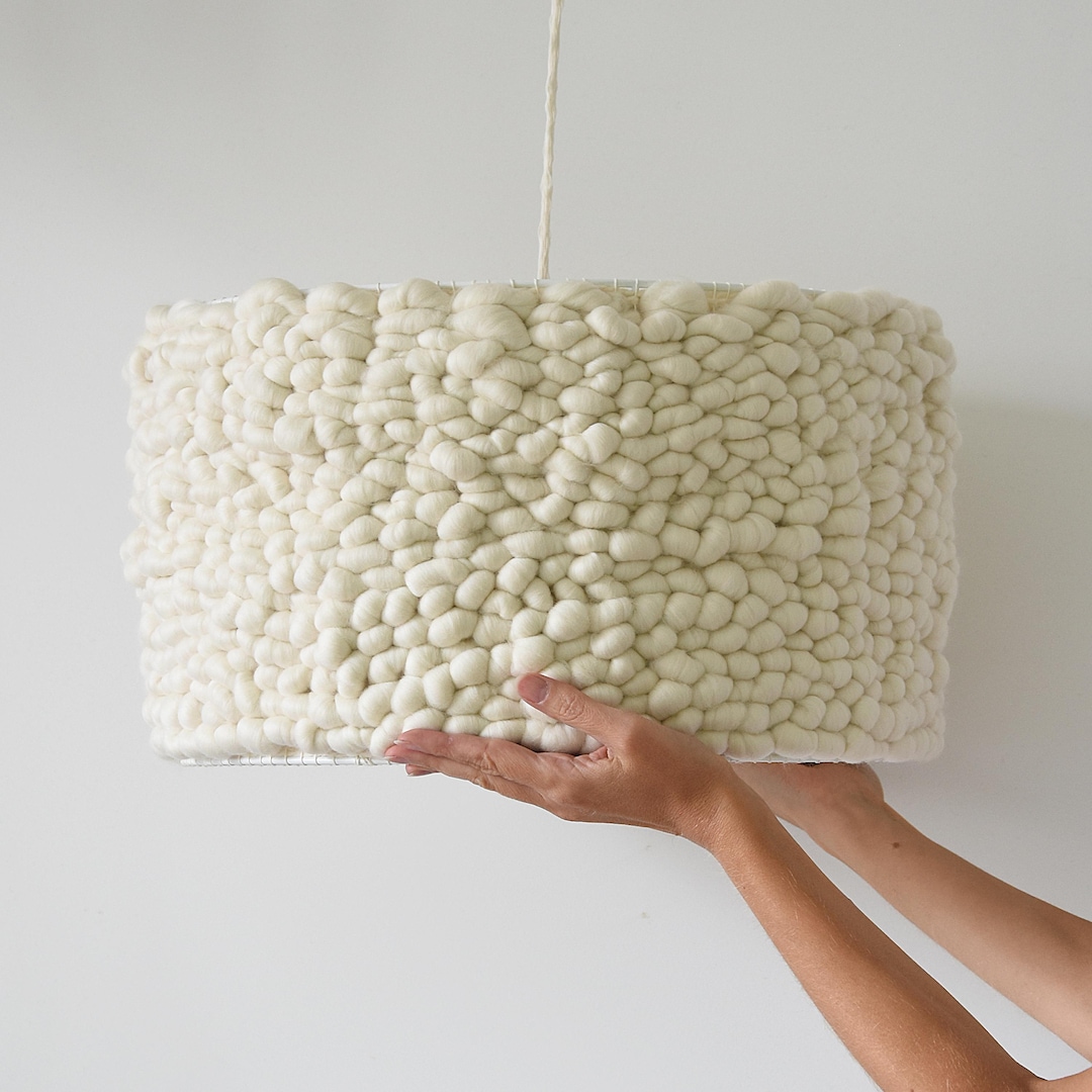 Handwoven Woven Merino Wool Lampshade – Scandinavian Style Shade for ...