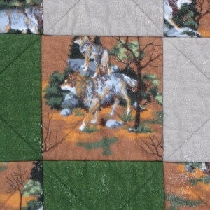 Woodland Wolf Hunter Green, Brown, and Grey Adult Masculine Flannel Rag ...