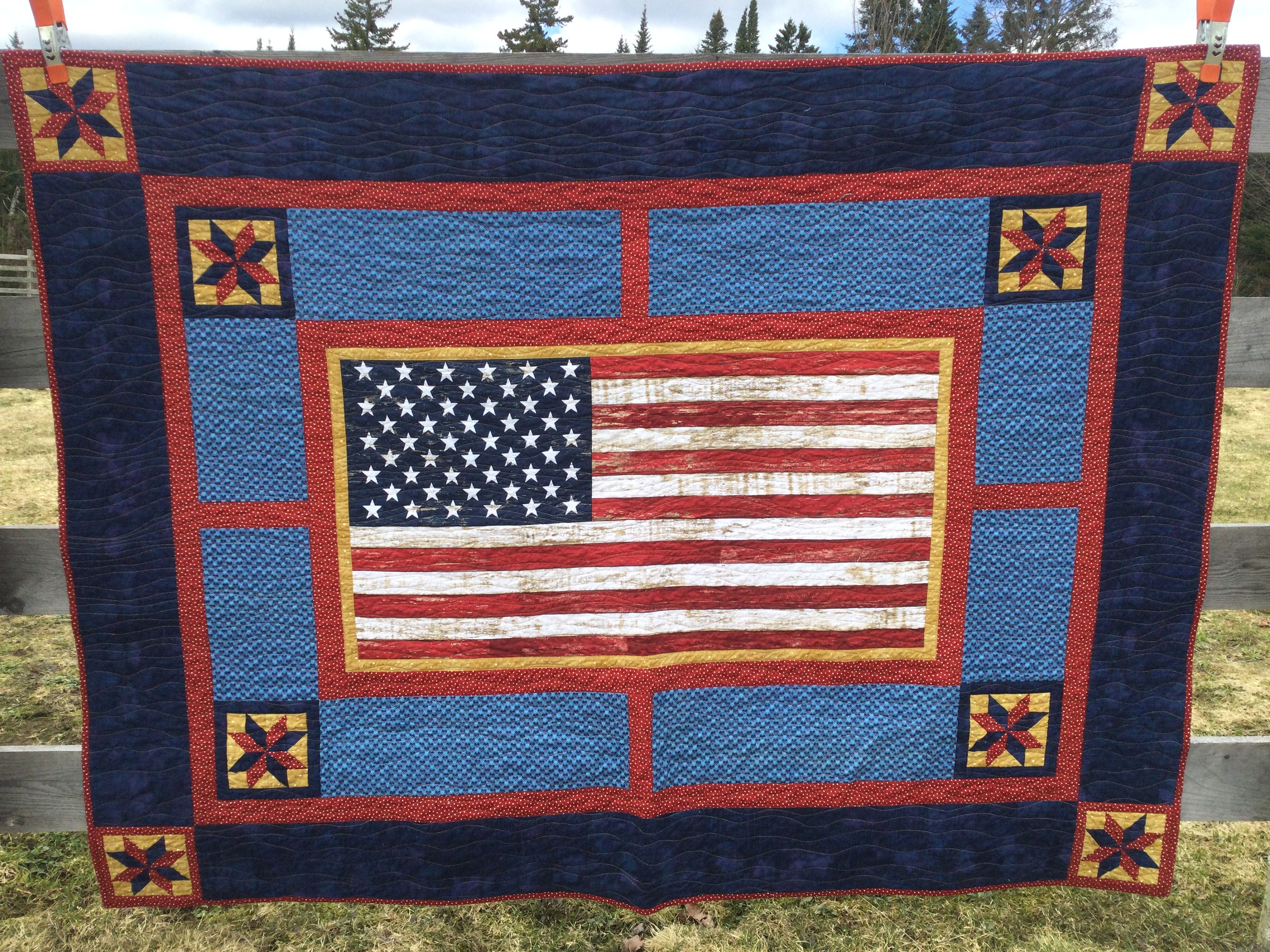 Patriotic USA Flag Handmade Quilt - Etsy
