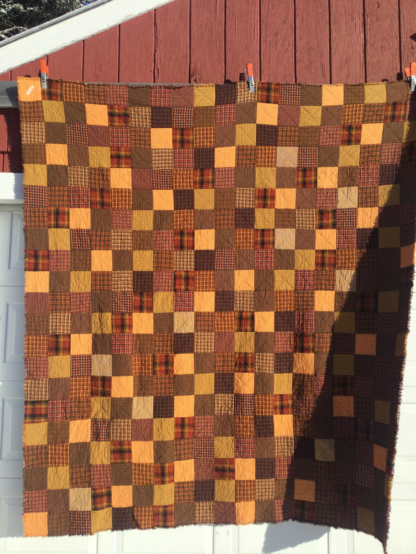Queen Sized Homespun Rag Quilt in Autumn Colors - Etsy