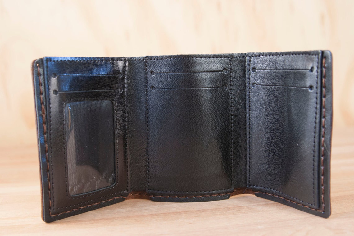 Mens Custom Leather Trifold Wallet with Secret Inscription in | Etsy