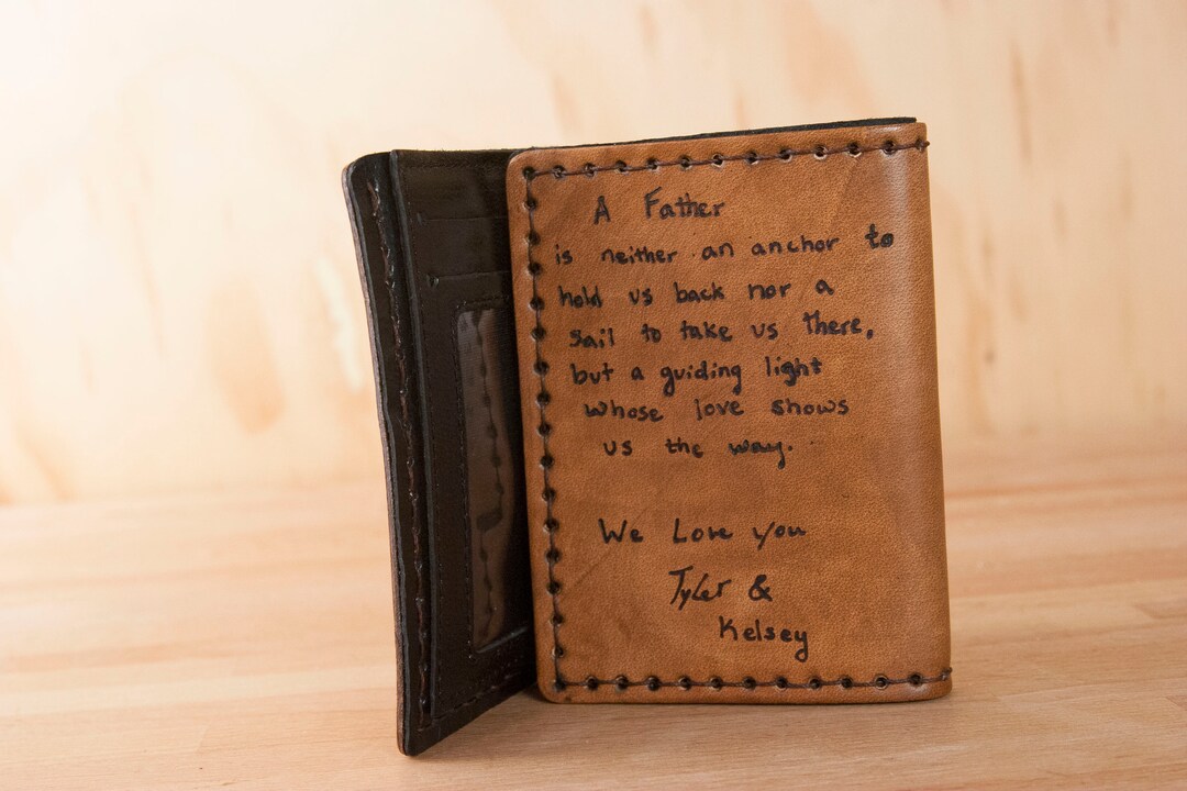 Mens Custom Leather Trifold Wallet With Secret Inscription in Your ...