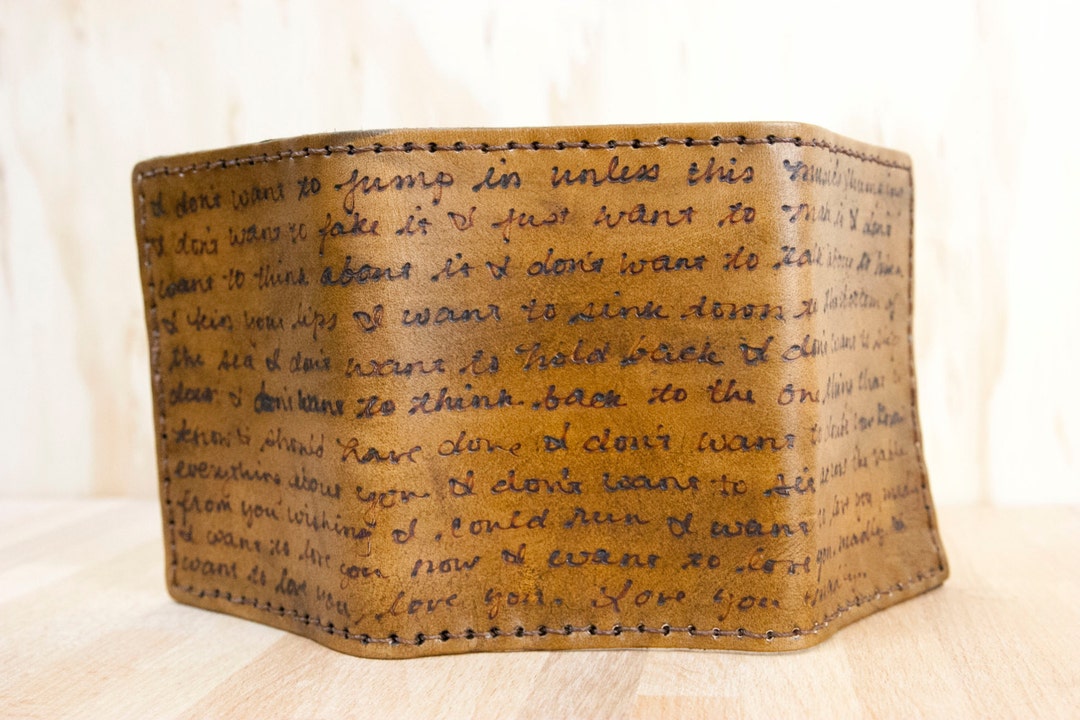 Personalized Leather Trifold Wallet: Custom Inscription, Rustic Brown ...