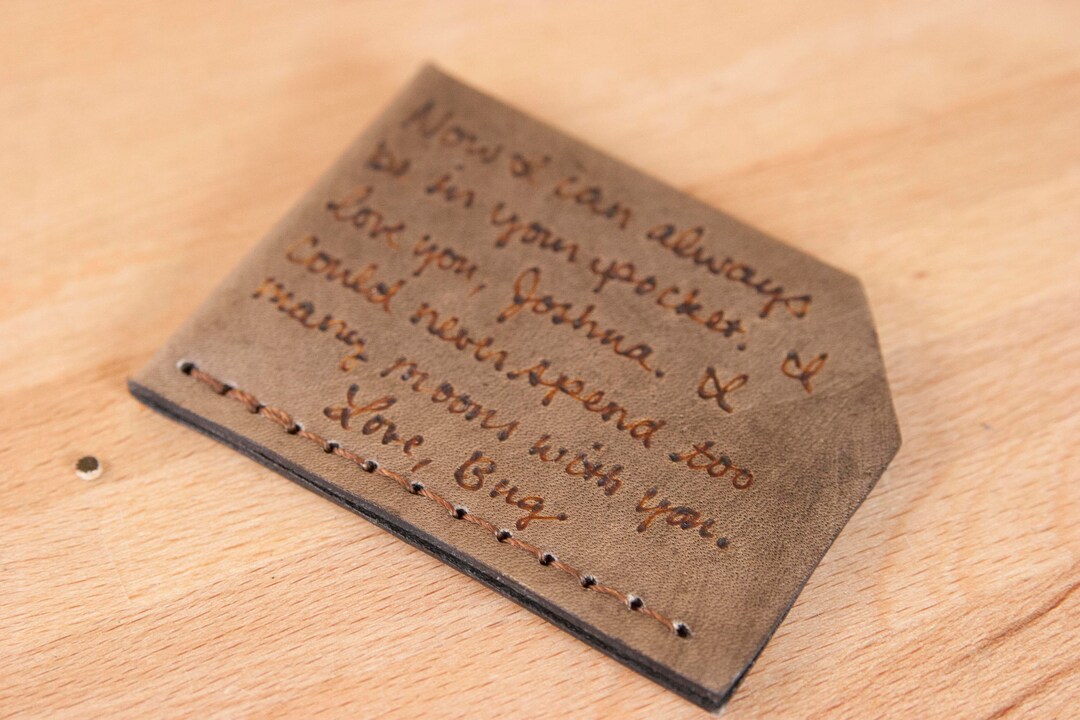 Personalized Leather Wallet: Antique Black, Custom Inscription - Etsy