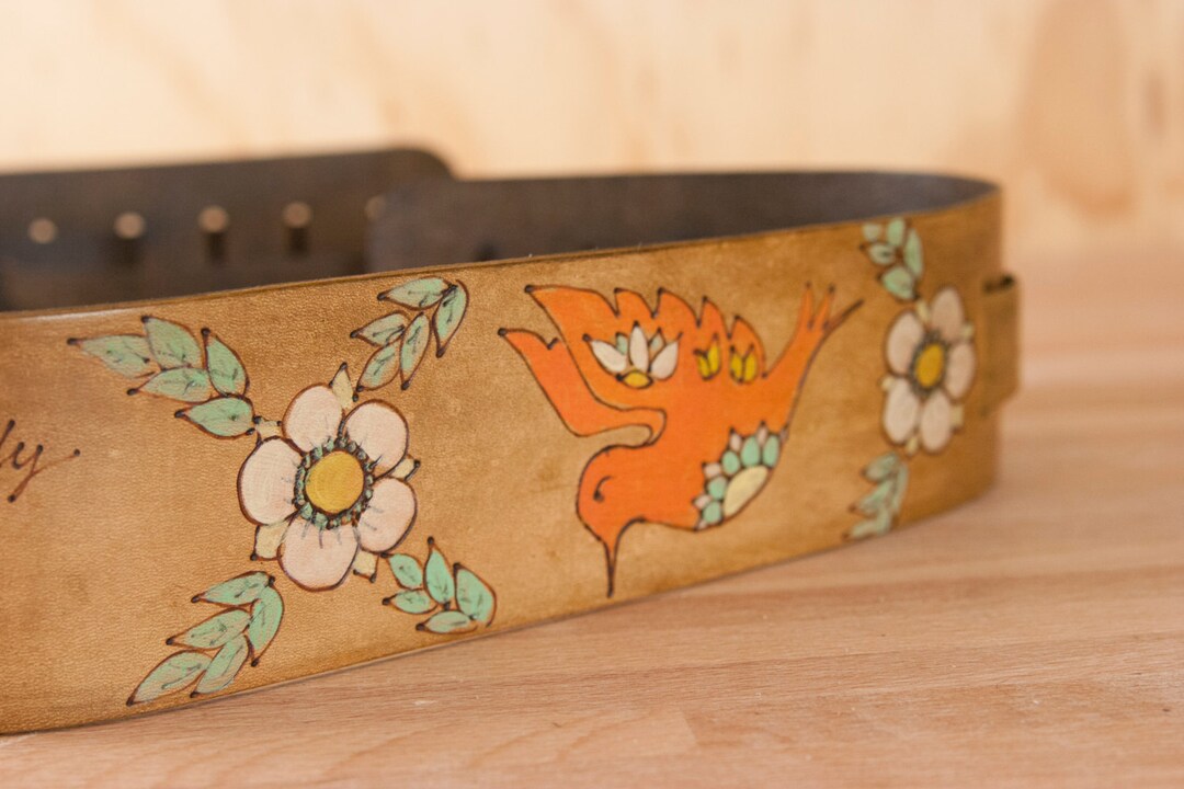 Guitar Strap - Personalized Leather Guitar Strap in the Smokey Pattern ...