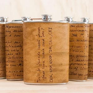 Leather Wedding Flask Set - Personalized Groomsmen Flasks in the Smokey ...