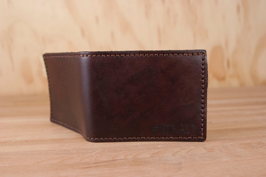 Personalized Leather Bifold Wallet: Handmade Mahogany, Custom ...