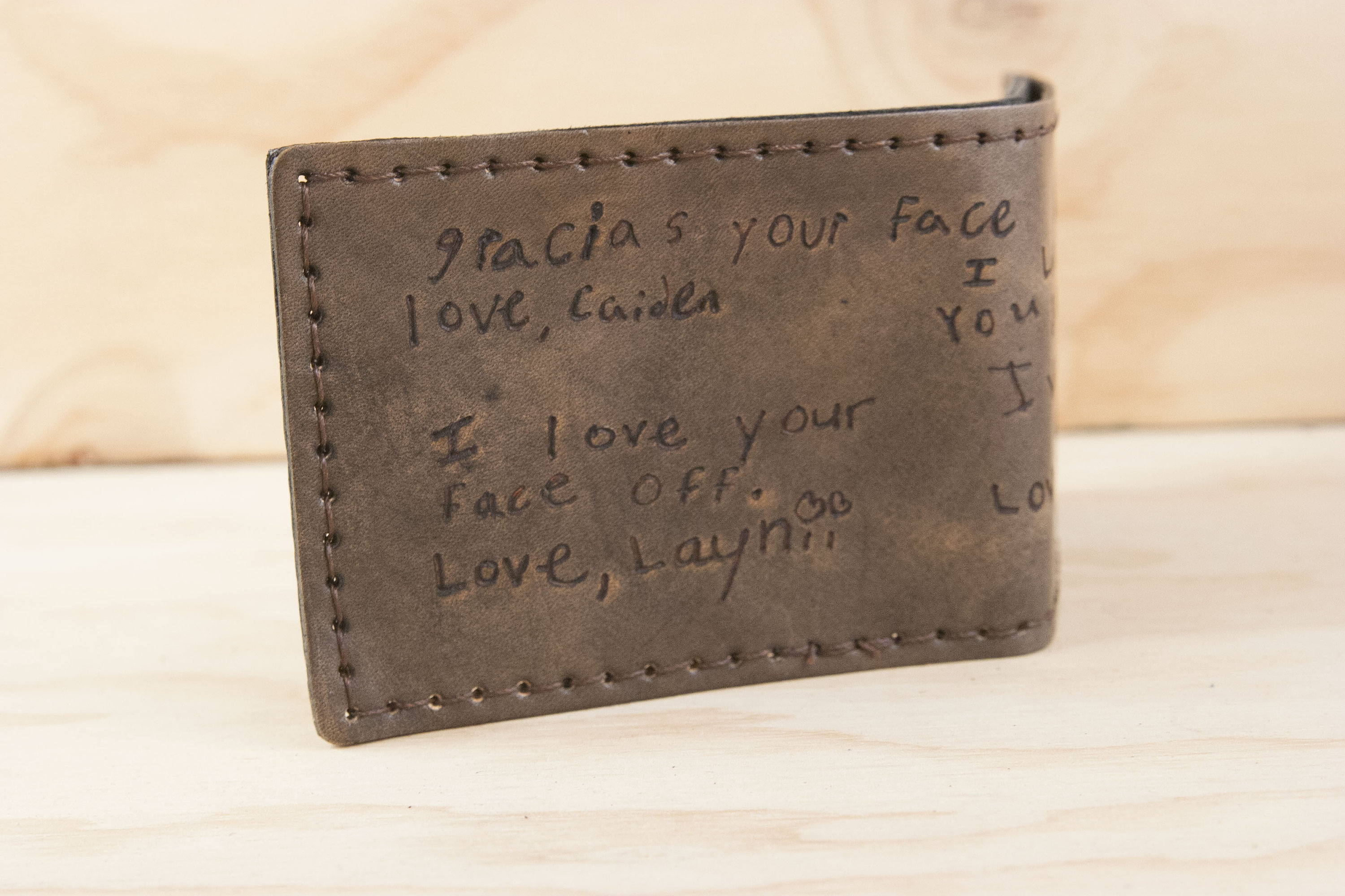 Mens Leather Bifold Wallet – Custom Handwriting Inscription ...