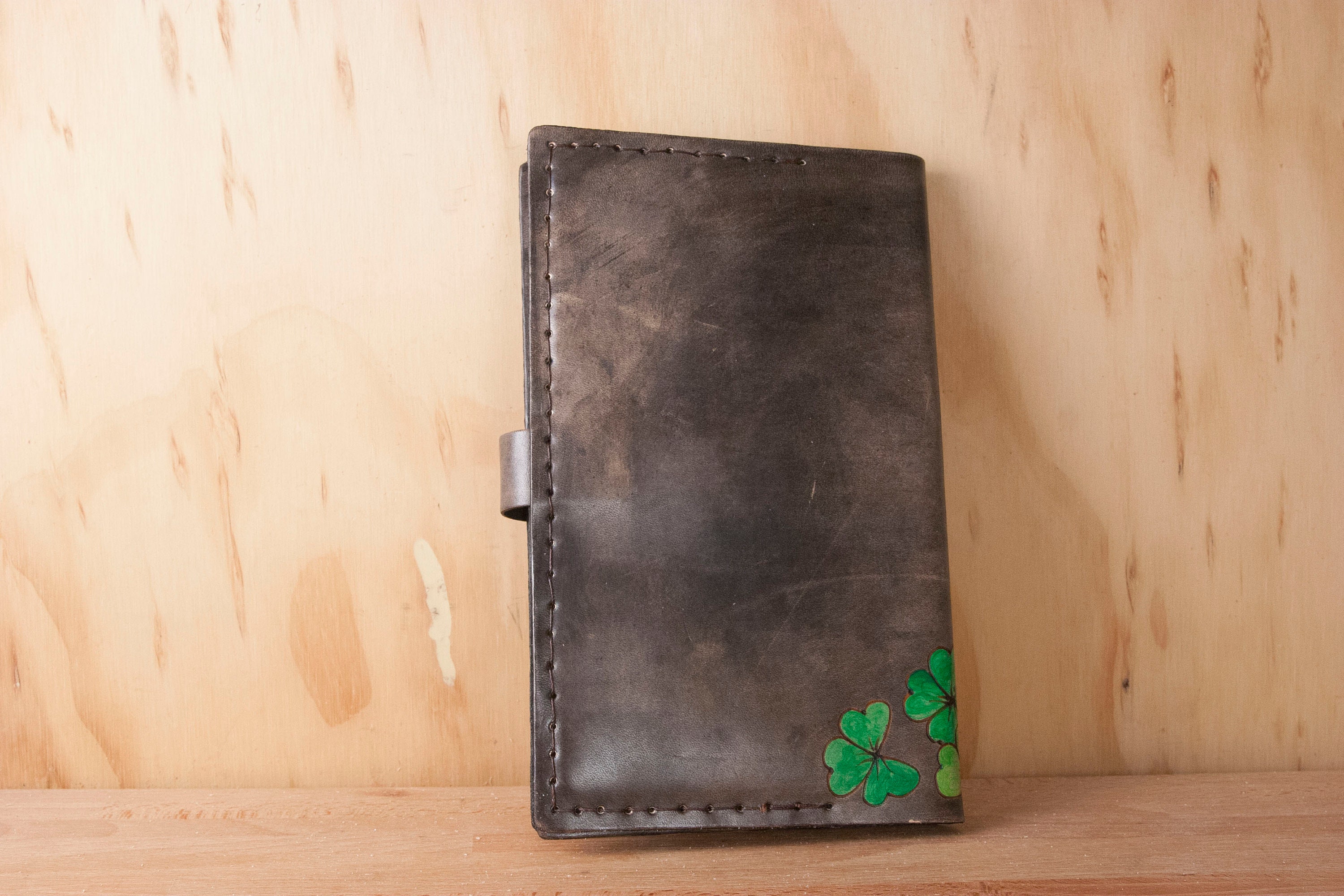 Custom Notebook - Handmade Leather With Monogrammed Initials, Shamrocks ...