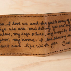 Mens Custom Leather Bifold Wallet With Personalized Handwriting ...