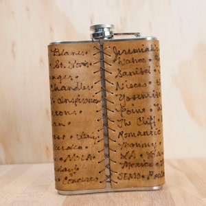 Leather Wedding Flask Set - Personalized Groomsmen Flasks in the Smokey ...