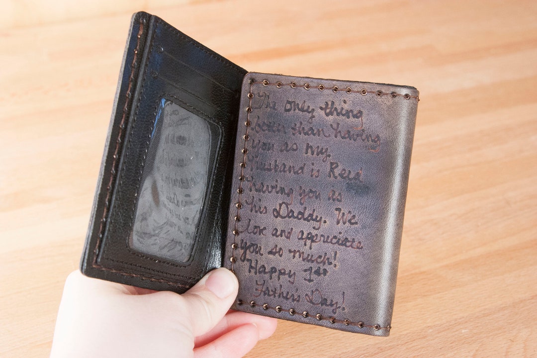 Custom Leather Trifold Wallet – Secret Inscription, Anniversary Gift - Etsy