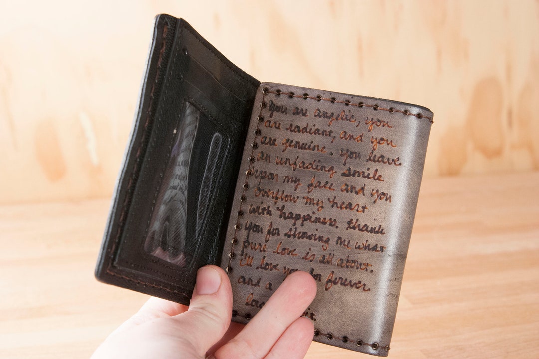 Buy Custom Leather Trifold Wallet – Secret Inscription, Personalized ...