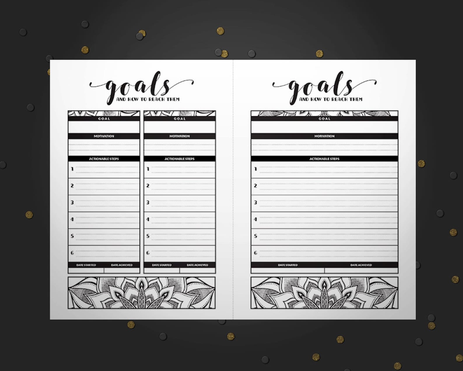 A5 Mandala Goal and Habit Tracker Planner Inserts - Etsy
