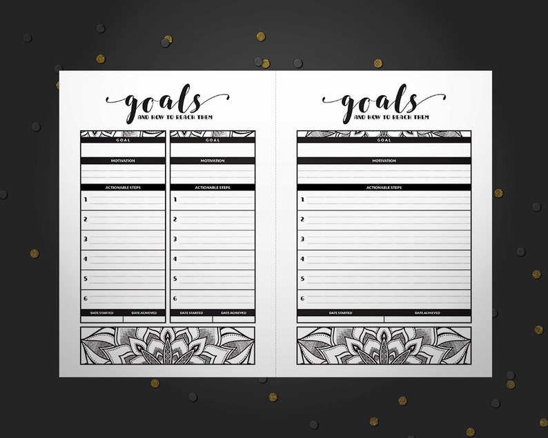 A5 Mandala Goal and Habit Tracker Planner Inserts - Etsy