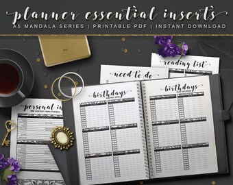A5 Mandala Garden Planner Inserts printable PDF INSTANT | Etsy
