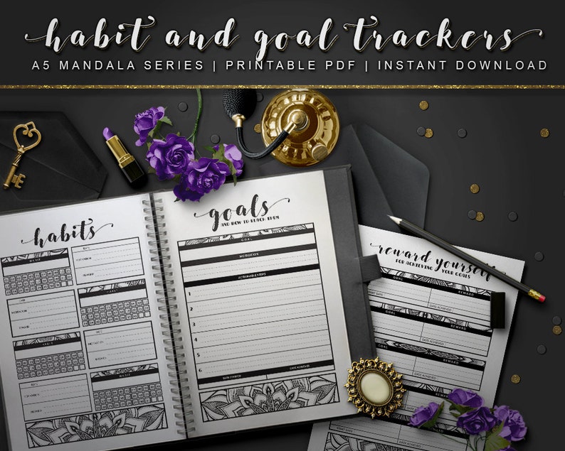 A5 Mandala Goal and Habit Tracker Planner Inserts - Etsy