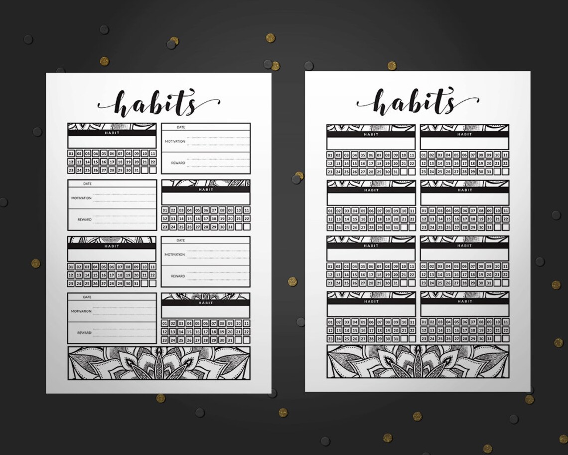 A5 Mandala Goal and Habit Tracker Planner Inserts - Etsy