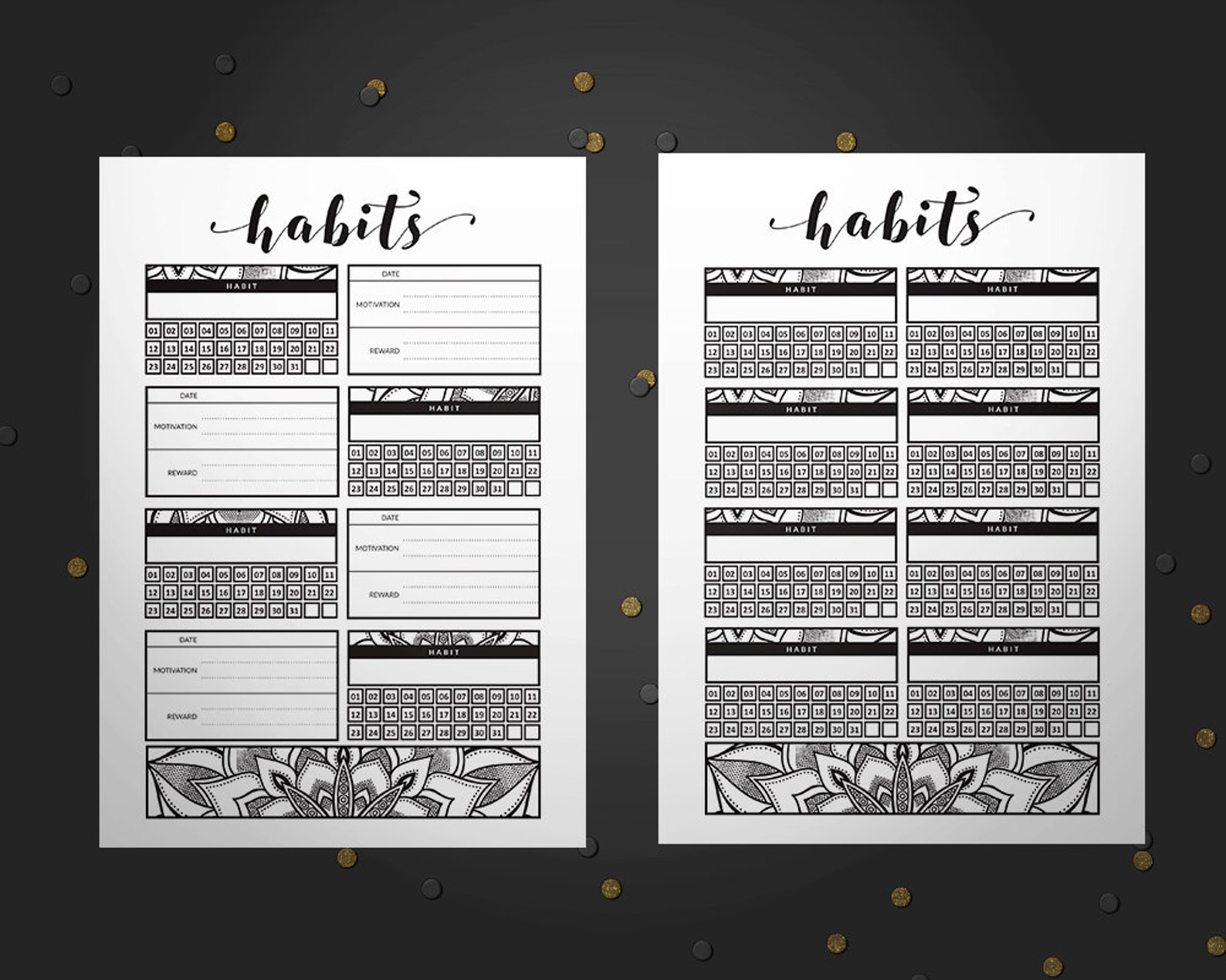 A5 Mandala Goal and Habit Tracker Planner Inserts - Etsy