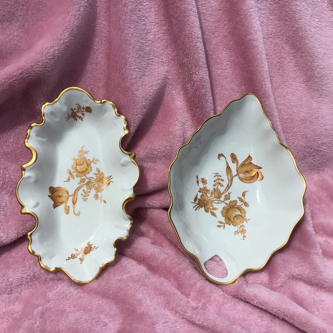 Limoges Porcelain Dishes Vintage Two Medium Size Oval Serving Set White ...