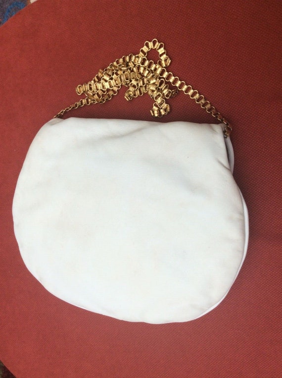 Purse Fancy Nancy Vintage 1980's Bag White Leather wi… - Gem