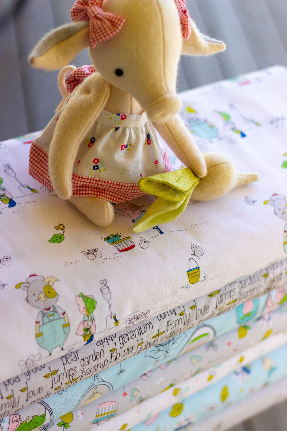 Riley Blake Fabric Hubert and Sorrel Words of Love Grey | Etsy