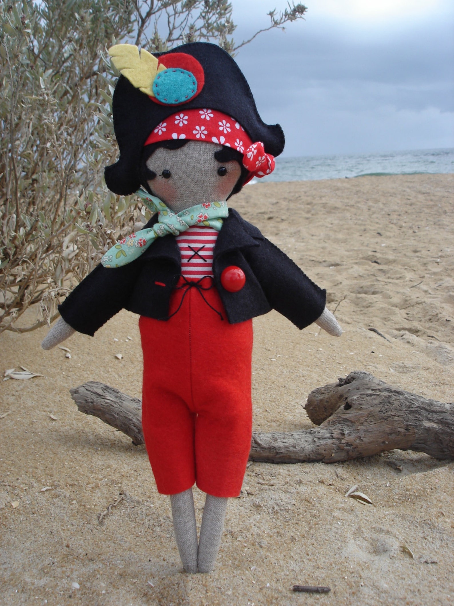 PDF Pattern - 'clementine' - Linen Pirate Doll Softie With Felt ...
