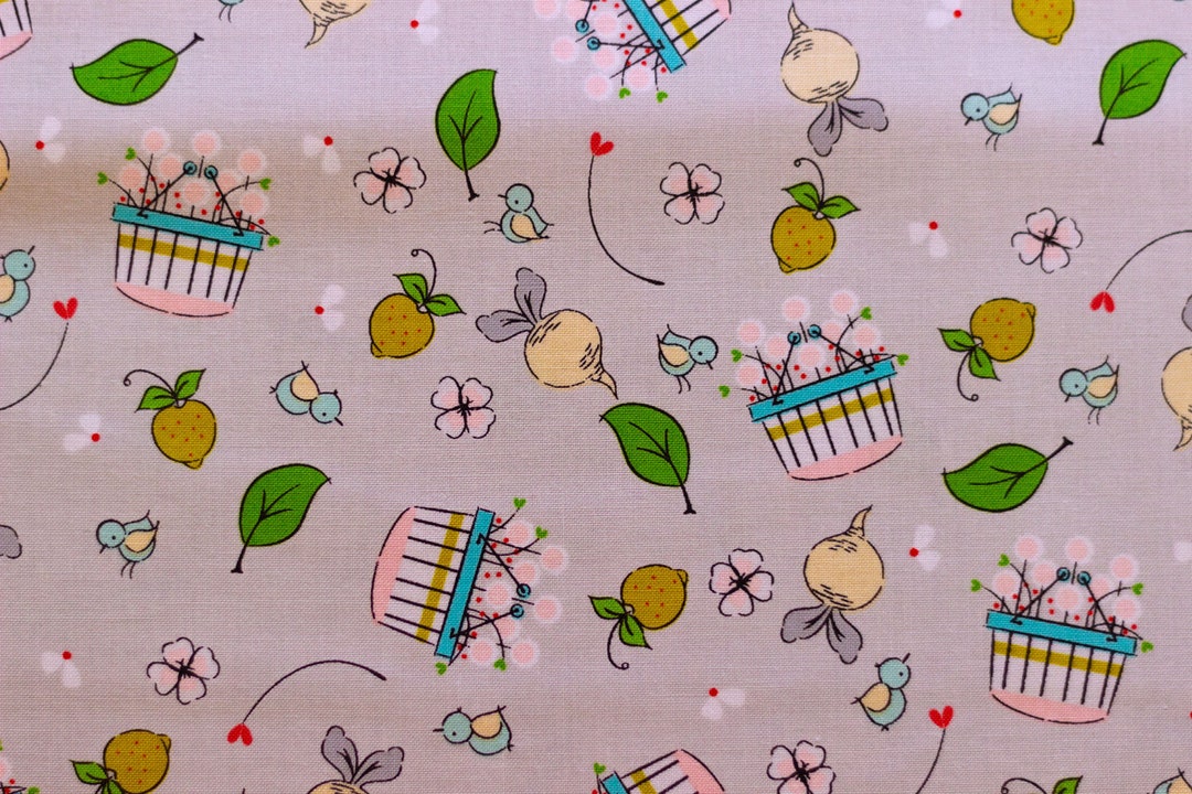 Riley Blake Fabric - Hubert and Sorrel Harvest Basket Grey - Simone ...