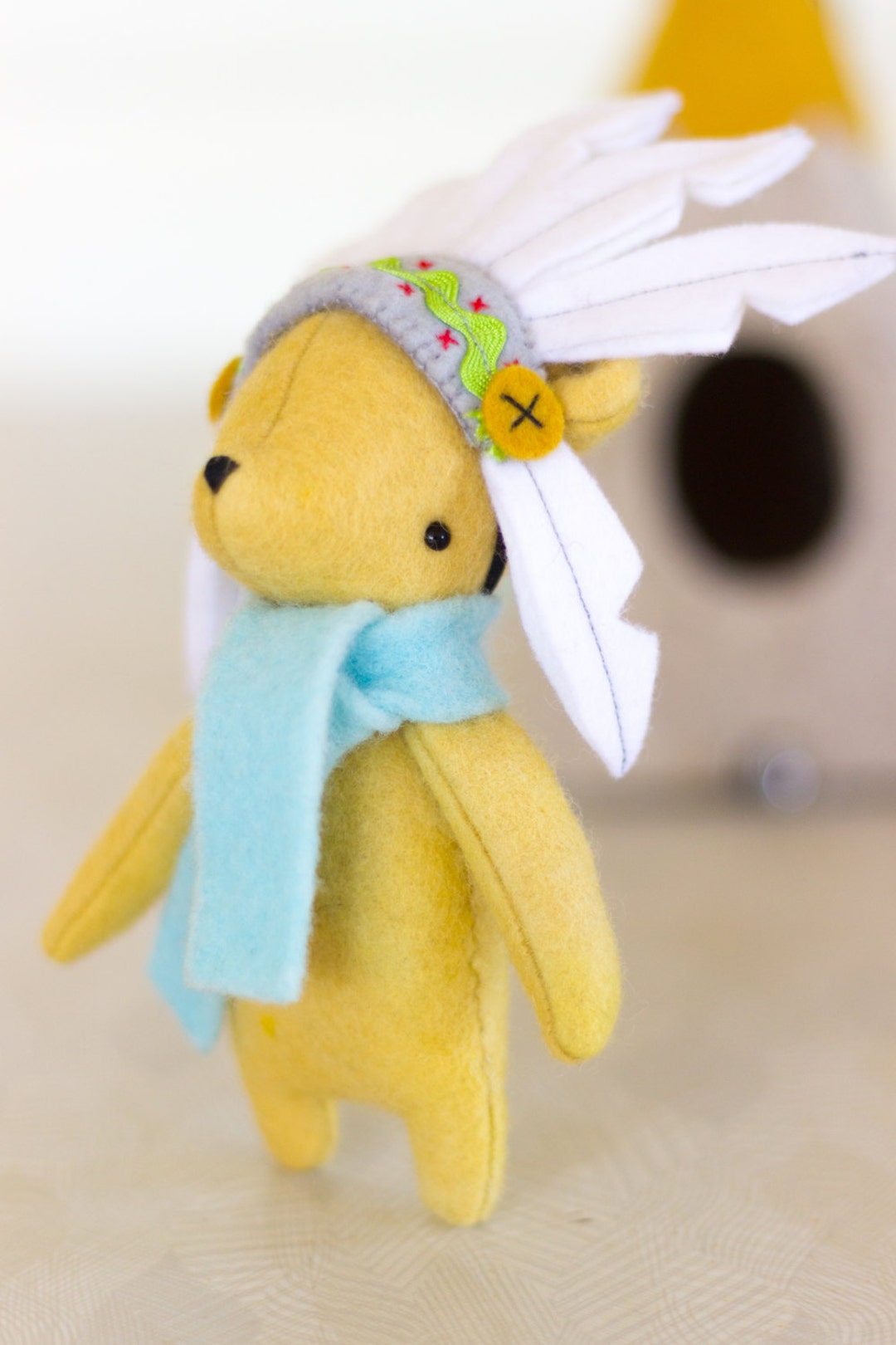 PDF Pattern - 'teepee Ted' - Felt Bear Softie, Felt Teepee, Chief ...