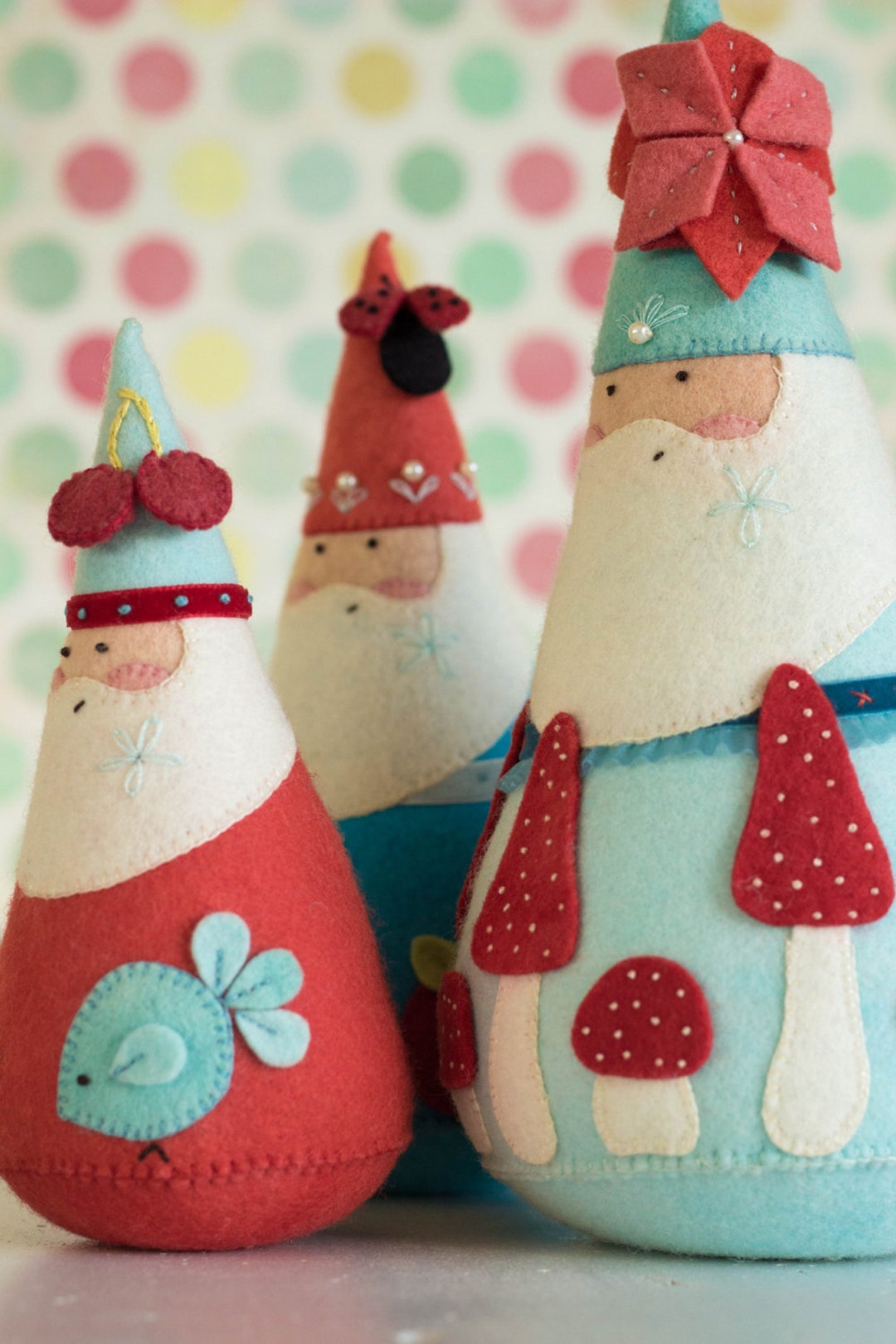 PDF Pattern 'Jumbleberry Santas' Felt Father Christmas / Santa Babushka ...