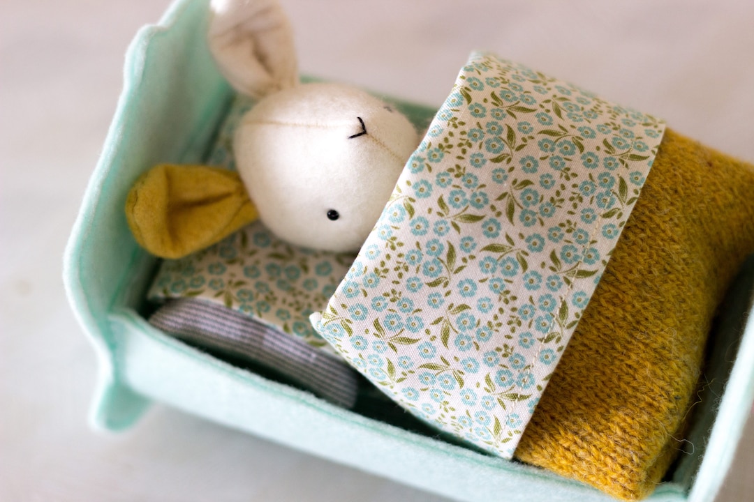 PDF Pattern - 'rest Little Rabbit' - Felt Rabbit Softie, Felt Bed ...