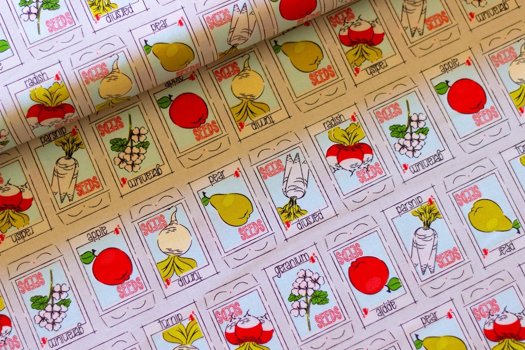 Riley Blake Fabric - Hubert and Sorrel Seed Packets Grey - Simone ...