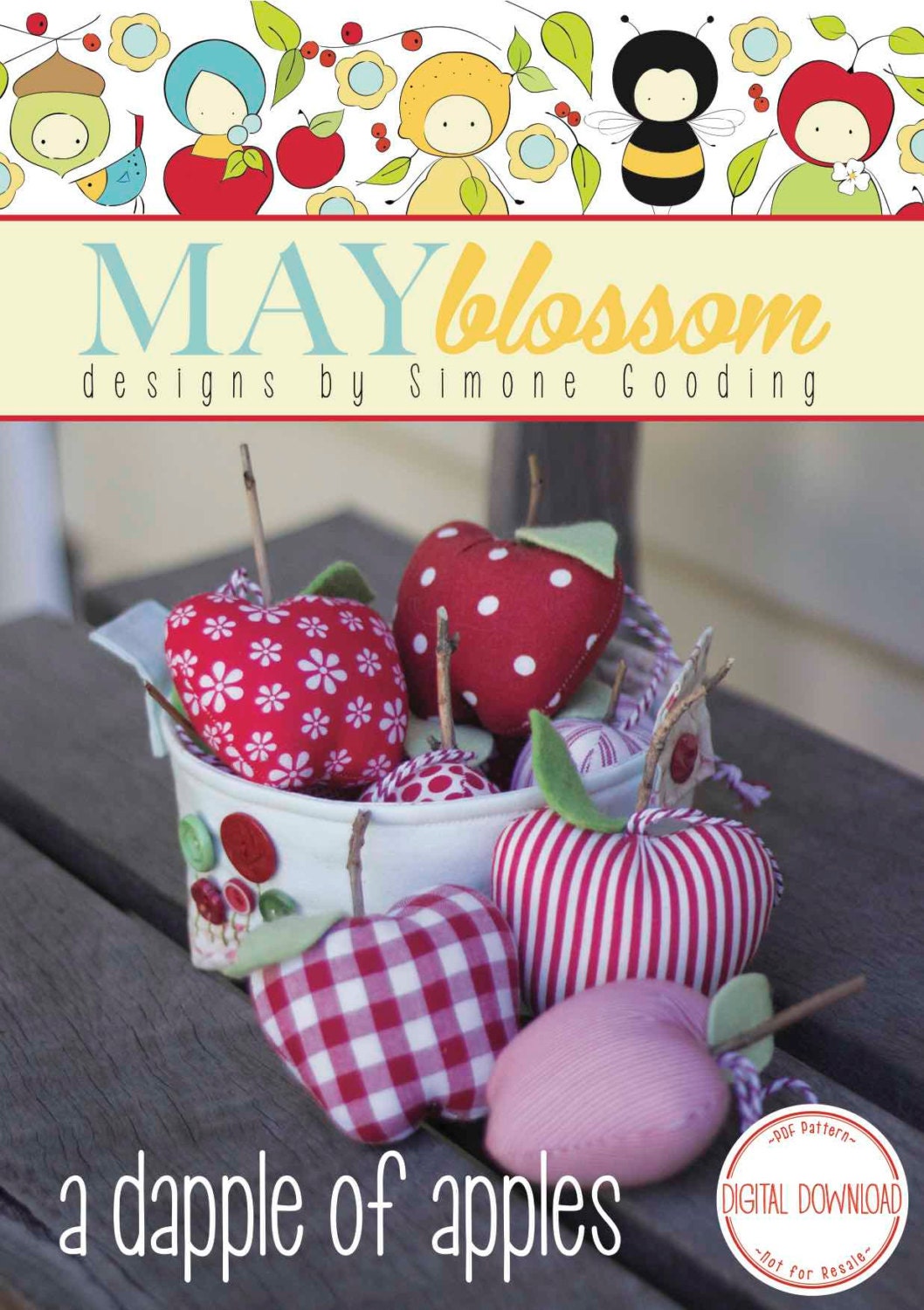 PDF Pattern 'A Dapple of Apples' Basket of Fabric - Etsy Norway