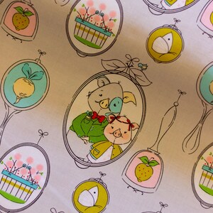 Riley Blake Fabric - Hubert and Sorrel Main Print Grey - Piggy ...