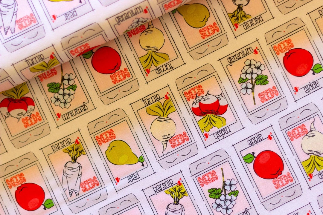 Riley Blake Fabric - Hubert and Sorrel Seed Packets White - Simone ...