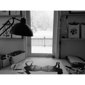 ORIGINAL Black Lace Bra Colored Pencil Art by Headspace Illustrations ...