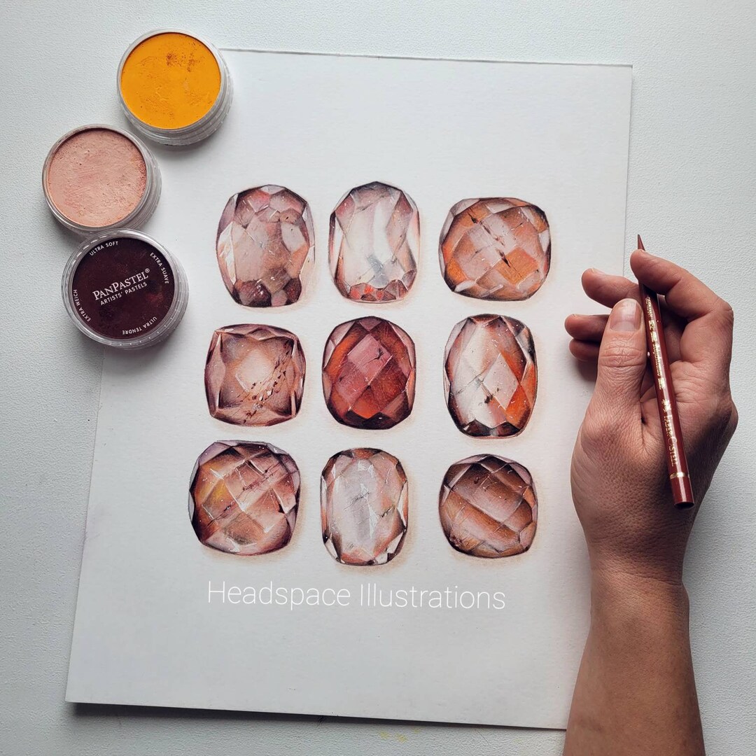 ORIGINAL 11x14 Topaz Cut Gemstones Colored Pencil Art by - Etsy
