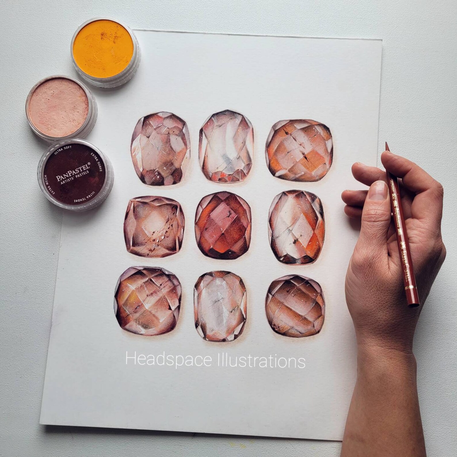 ORIGINAL 11x14 Topaz Cut Gemstones Colored Pencil Art by | Etsy