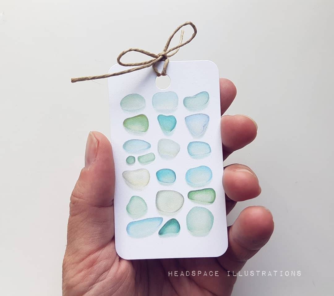 Ocean Beach Seaglass Gift Tags Pack by Headspace Illustrations - Etsy