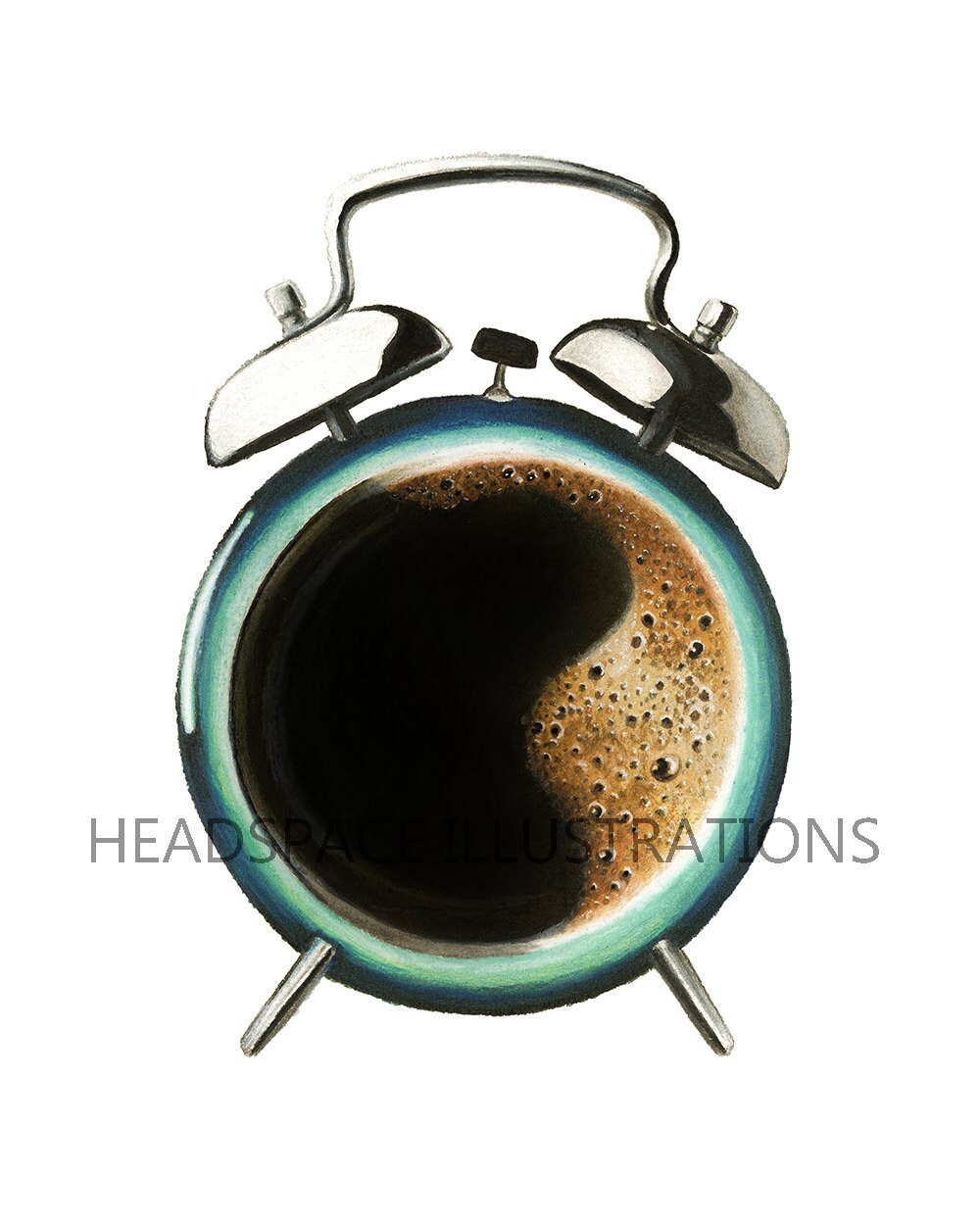 Coffee Time Clock Cup Colored Pencil Art Print by Headspace - Etsy