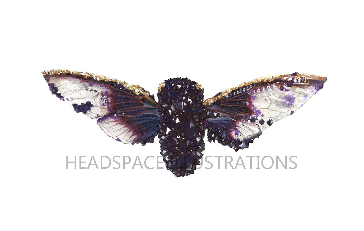 Crystal Cicada With Hand Painted Gold Colored Pencil Insect - Etsy