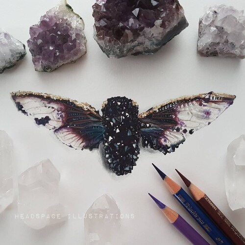 Crystal Cicada With Hand Painted Gold Colored Pencil Insect - Etsy