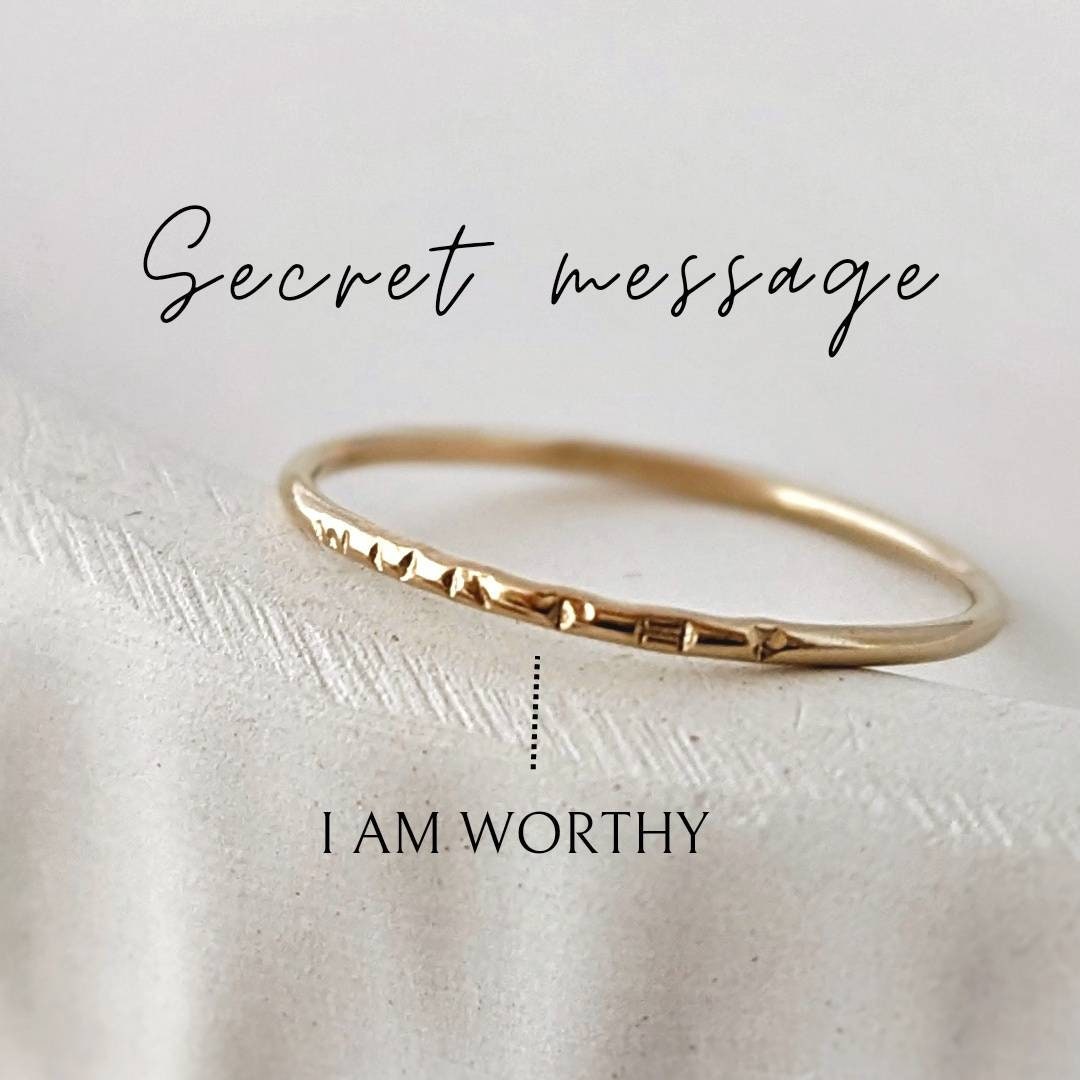 I Am Worthy Ring, Worthy Jewelry, Secret Message Ring, Gift for Her ...