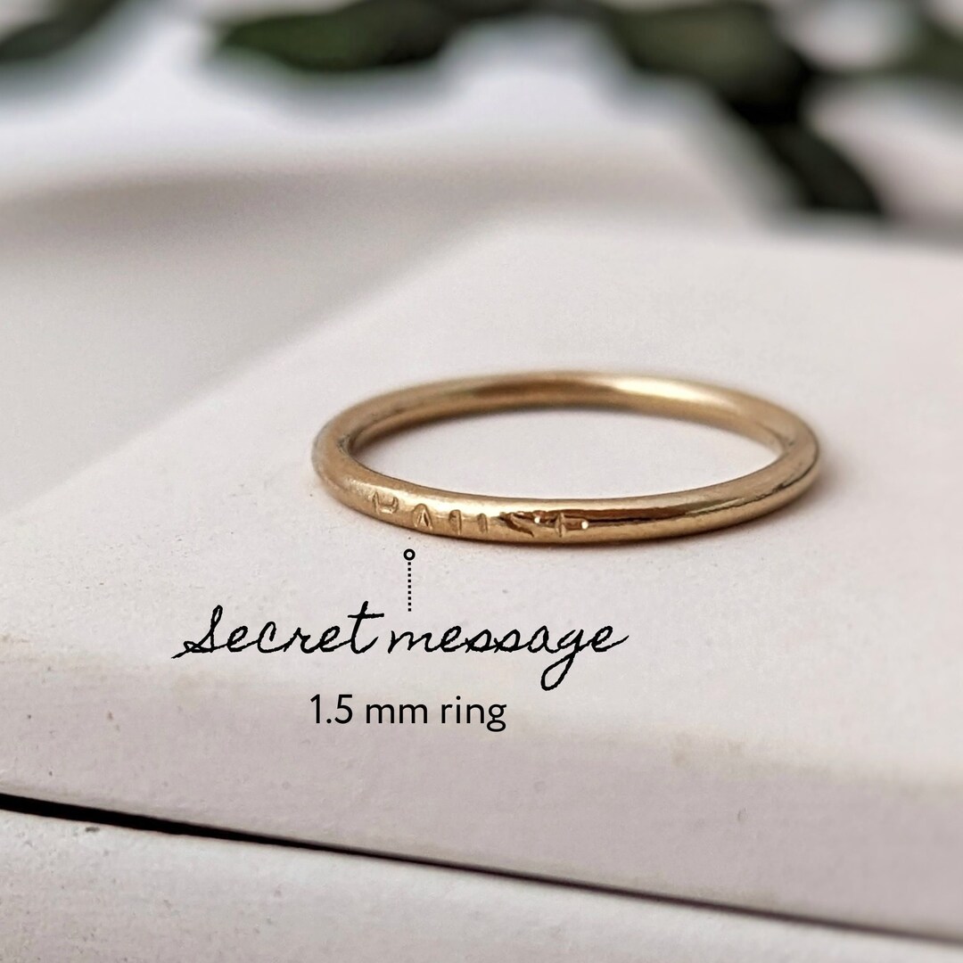 Custom 1,5 Mm Hidden Message Ring, Secret Message Ring, Letter Ring ...