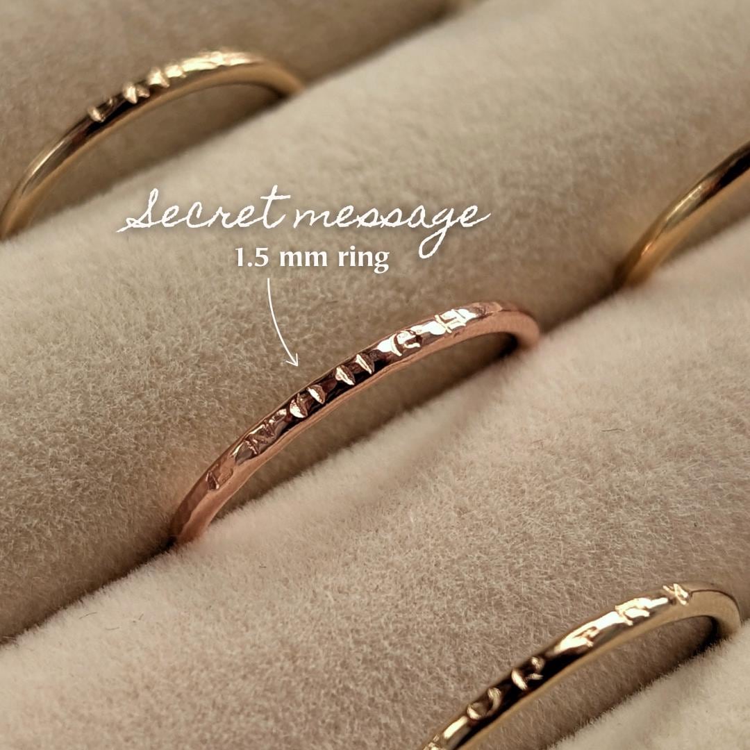 Custom 1,5 Mm Hidden Message Ring, Secret Message Ring, Letter Ring ...
